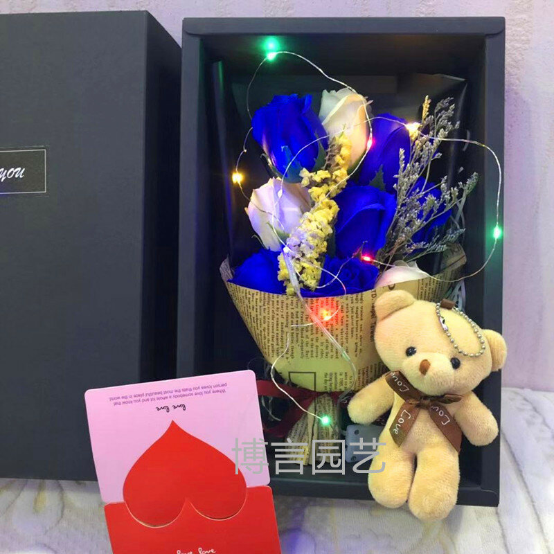 Китайский День святого Валентина, роза, искусственный цветок, мыло, букет цветов, кукла, подарочная коробка, подруга, лучший друг, цветы ручной работы