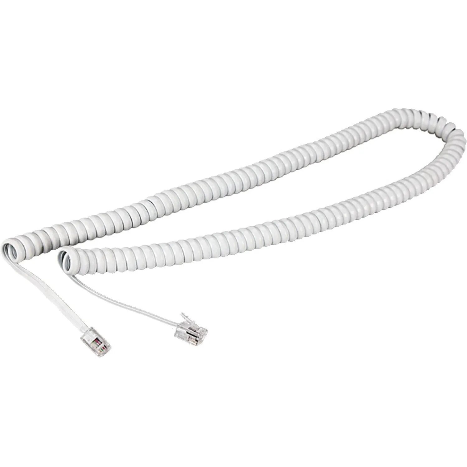 Шнур для телефонной трубки REXANT, витой RJ-10 (4P-4C), 2м, белый (уп 10шт)