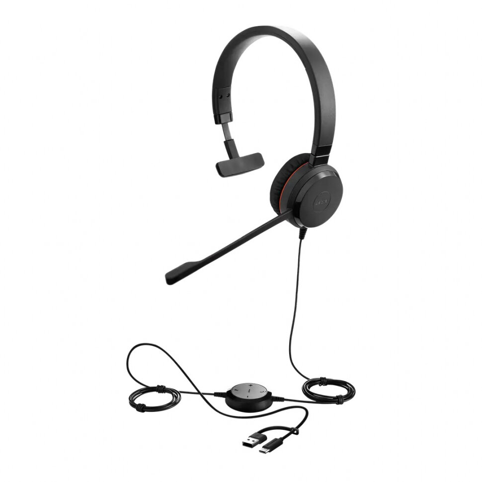 Проводная гарнитура Jabra Evolve 20, Mono MS, адаптер USB C/A (PN: 4993-823-169)