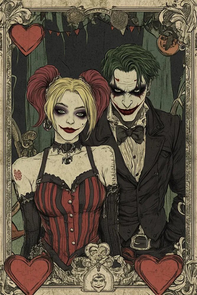 Алмазная Мозаика "Харли Квин И Джокер" MozArt / Вышивка Стразами 40x50 / Живопись, Художники