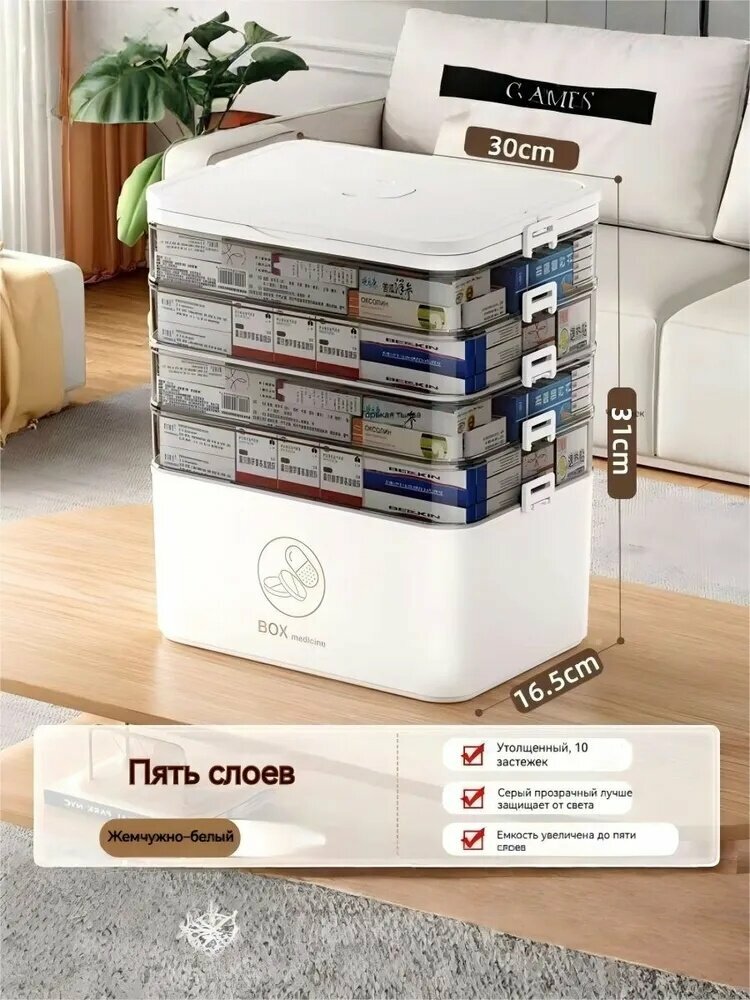 Коробка для хранения длина 30 см, ширина 16.5 см, высота 31 см.