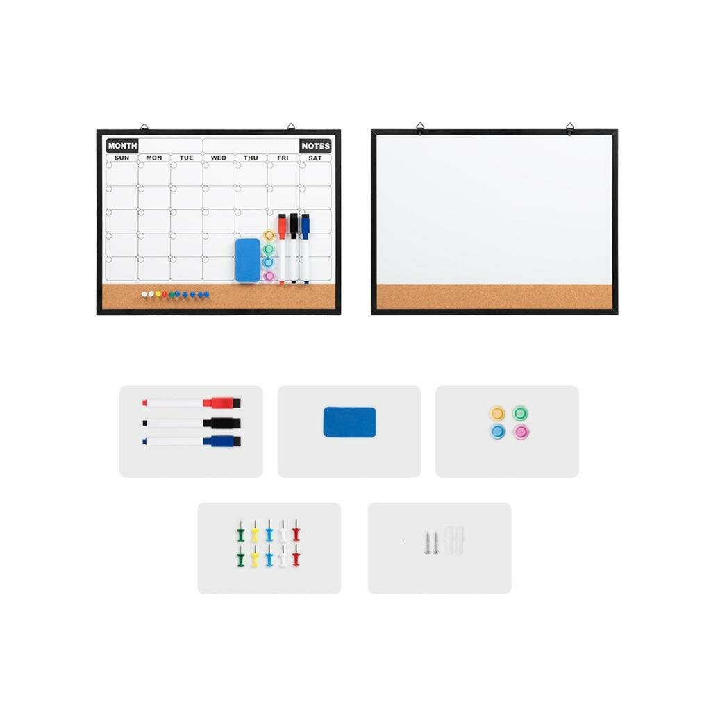 Обратимая пробковая доска с магнитной поверхностью и рамкой из алюминия, Черный
