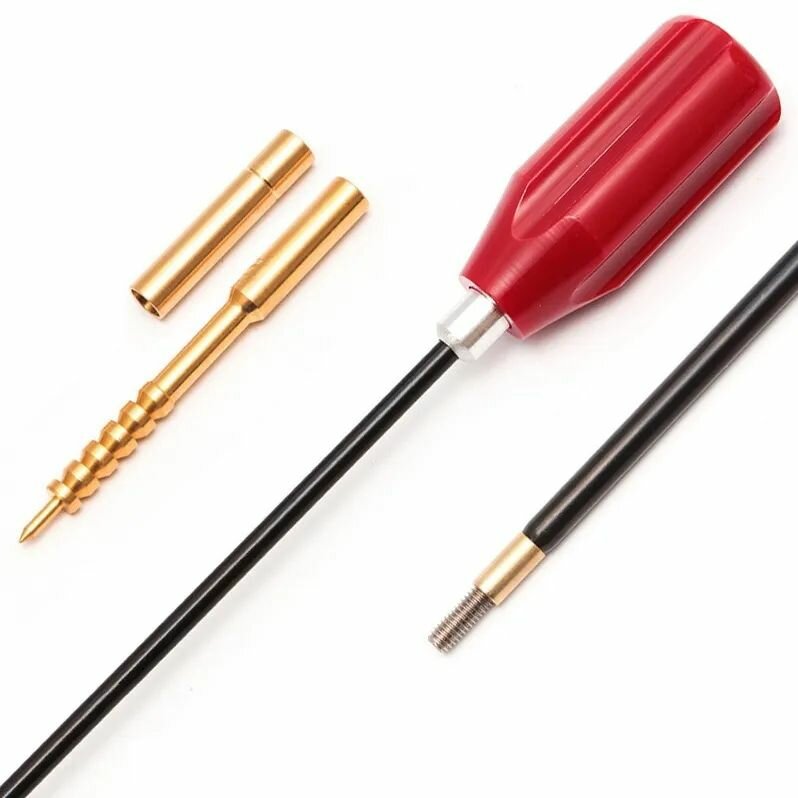 Шомпол Dewey к. .22 (5,6-6,8мм), L-76см, папа 8/36, сталь+оплетка, рукоять - плаcтик, подшипник +вишер+переходник