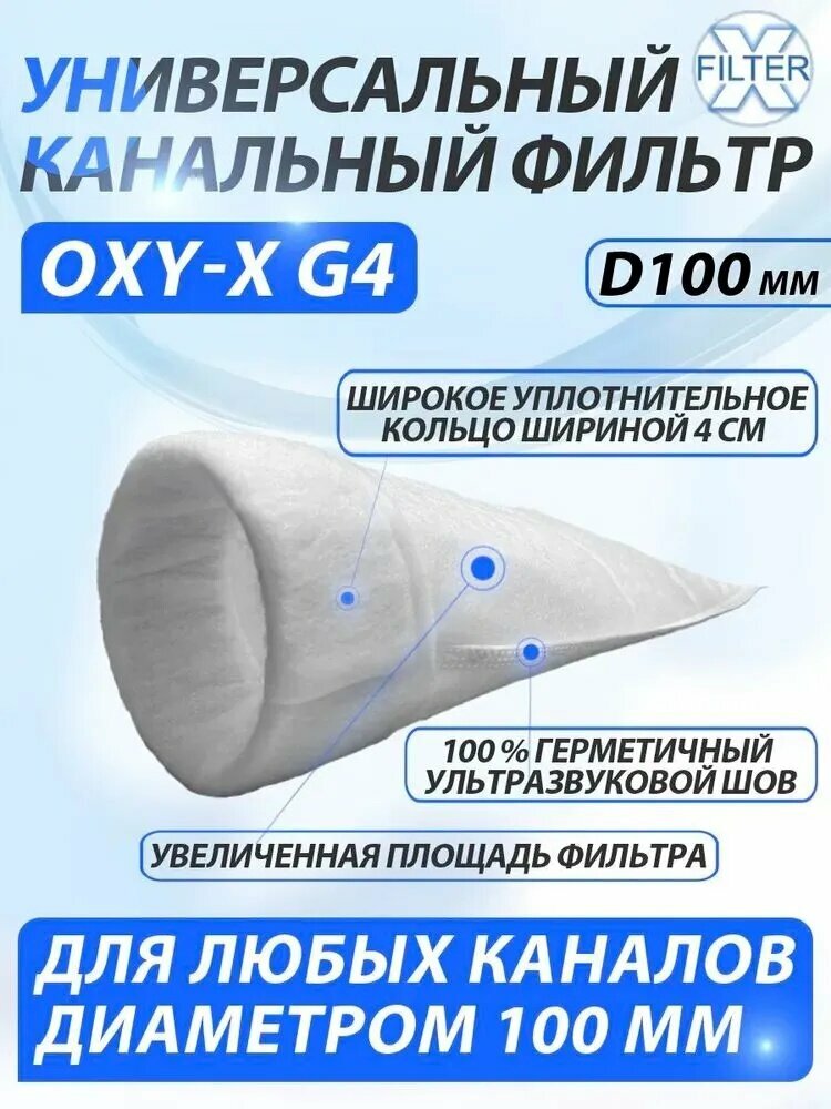 Канальный фильтр 100 мм, фильтр для бризера, приточной вентиляции, класс G4