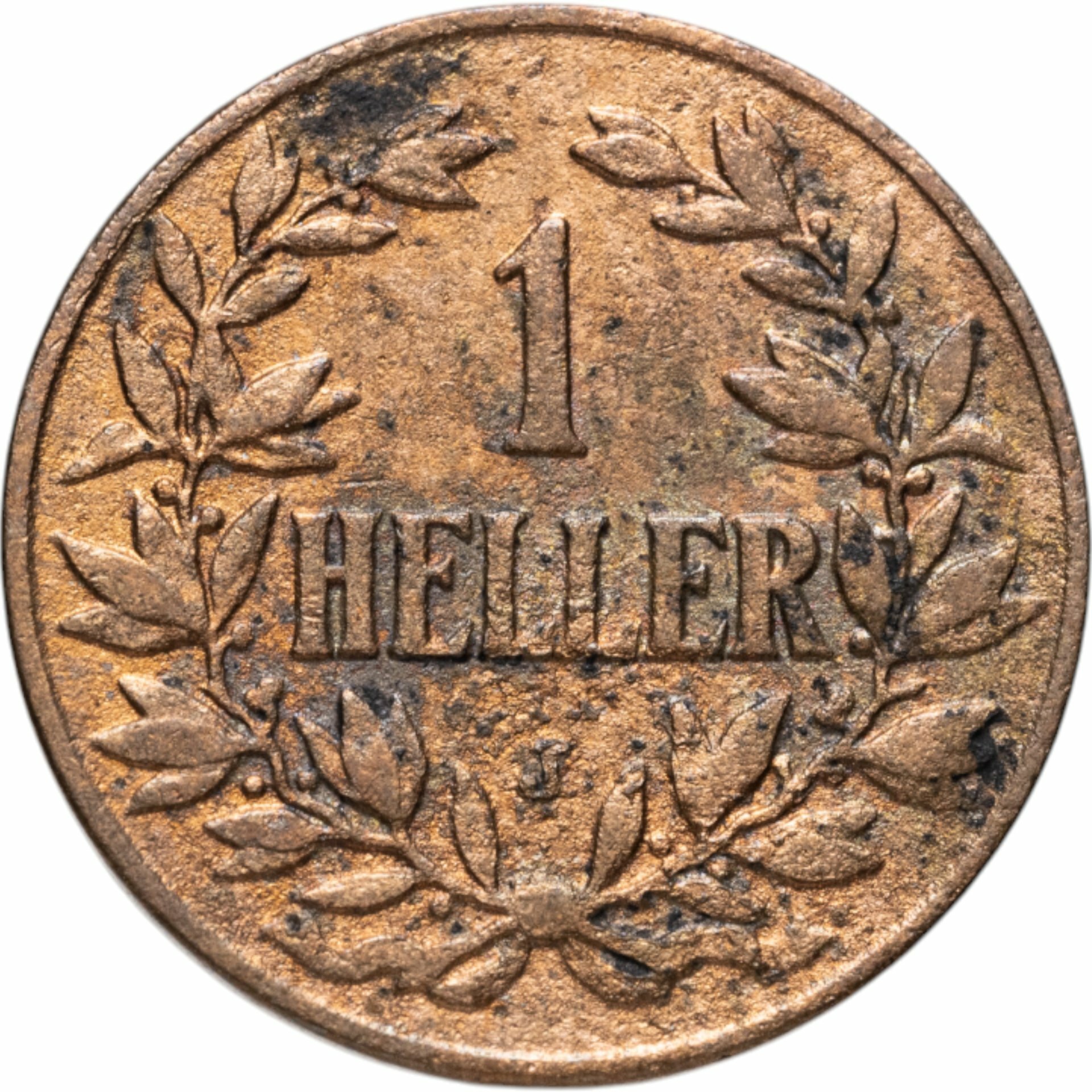 Германская Восточная Африка 1 геллер heller 1913 Знак монетного двора "J" — Гамбург, Бронза, в сохранности VF