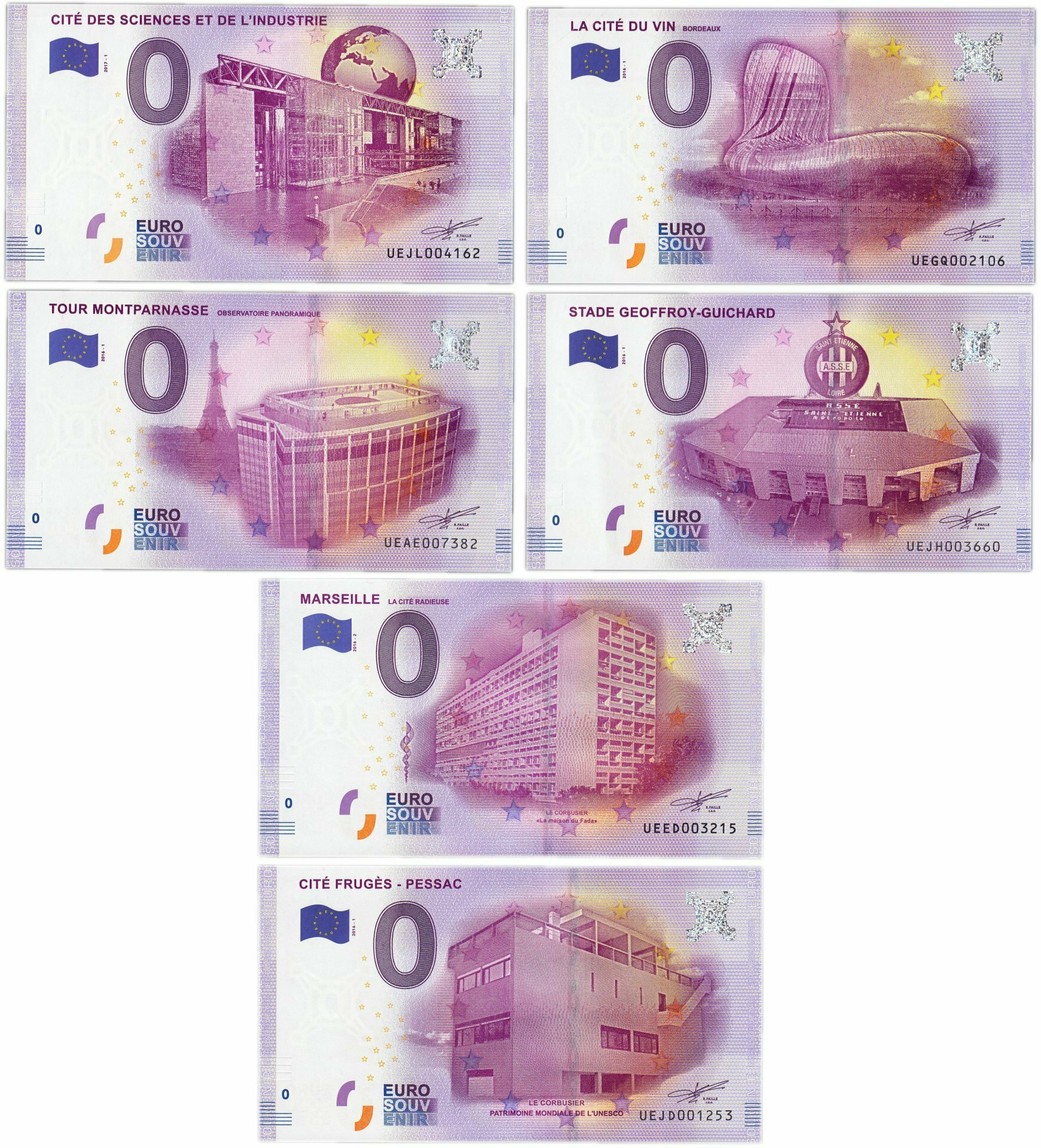 0 евро euro набор из 6 банкнот "Современная архитектура"