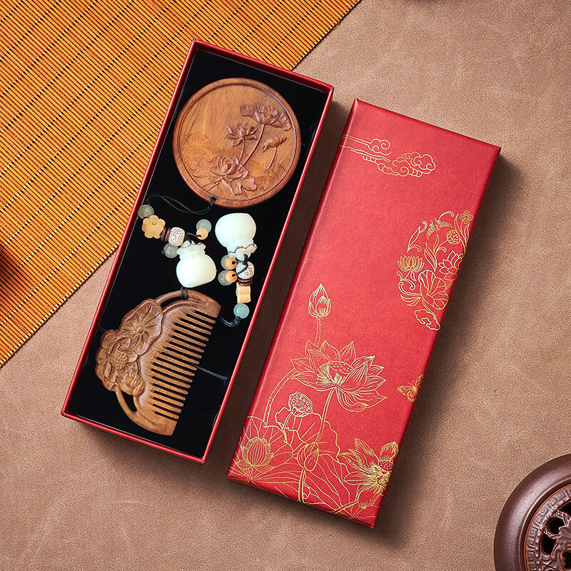 Подарок на День учителя, уникальный подарок в китайском стиле для иностранцев, массажный гребень из сандалового дерева, корпоративная покупка сувениров