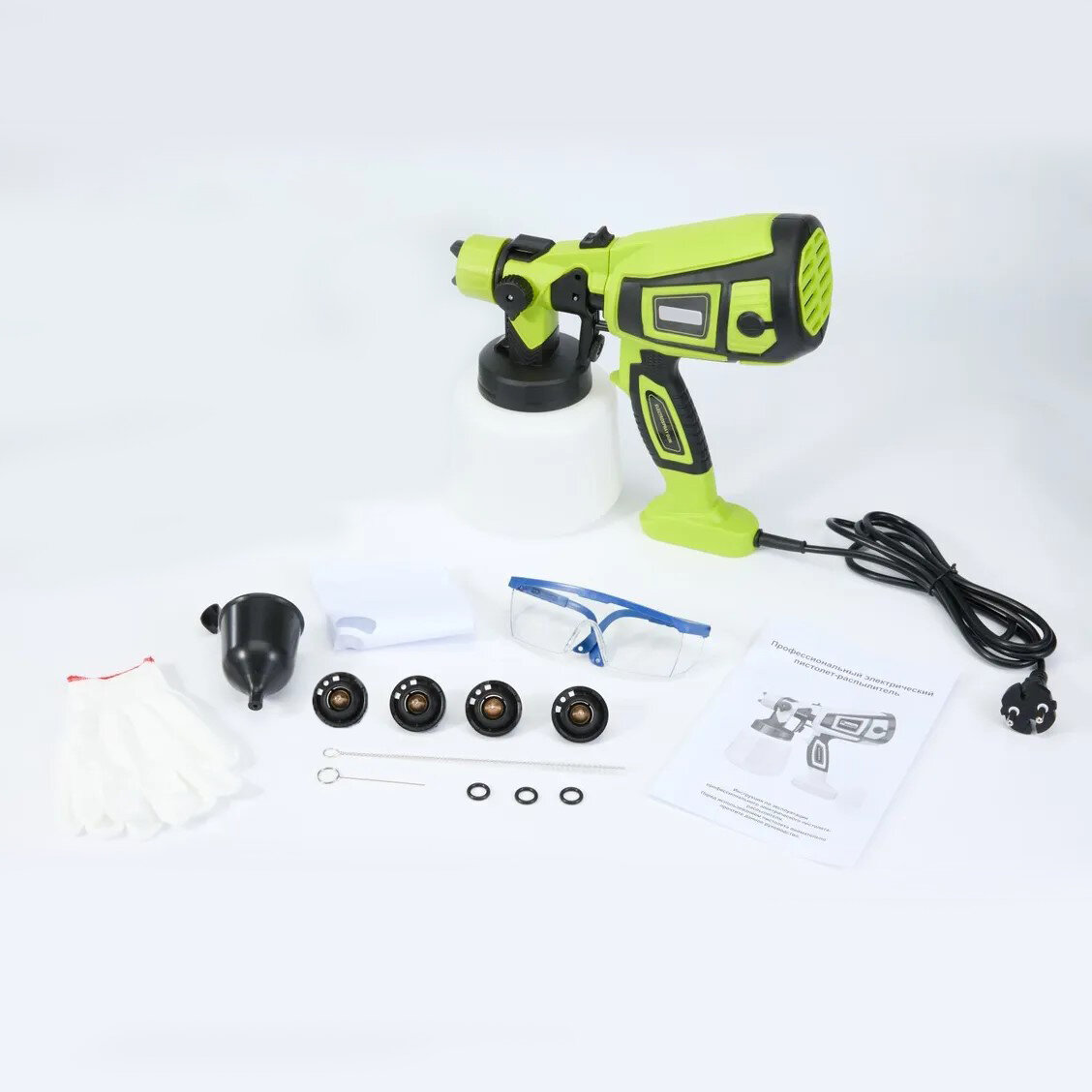 Покрасочная машина 700W EU-Plug USA-Plug 1400ml Пластик 110V 220V 60Hz с 4 соплами 1.2mm 1.5mm 1.8mm 2.5mm Банка для краски Воронка Фильтровальная бумага Чистящая кисть Игла Очки rukavici