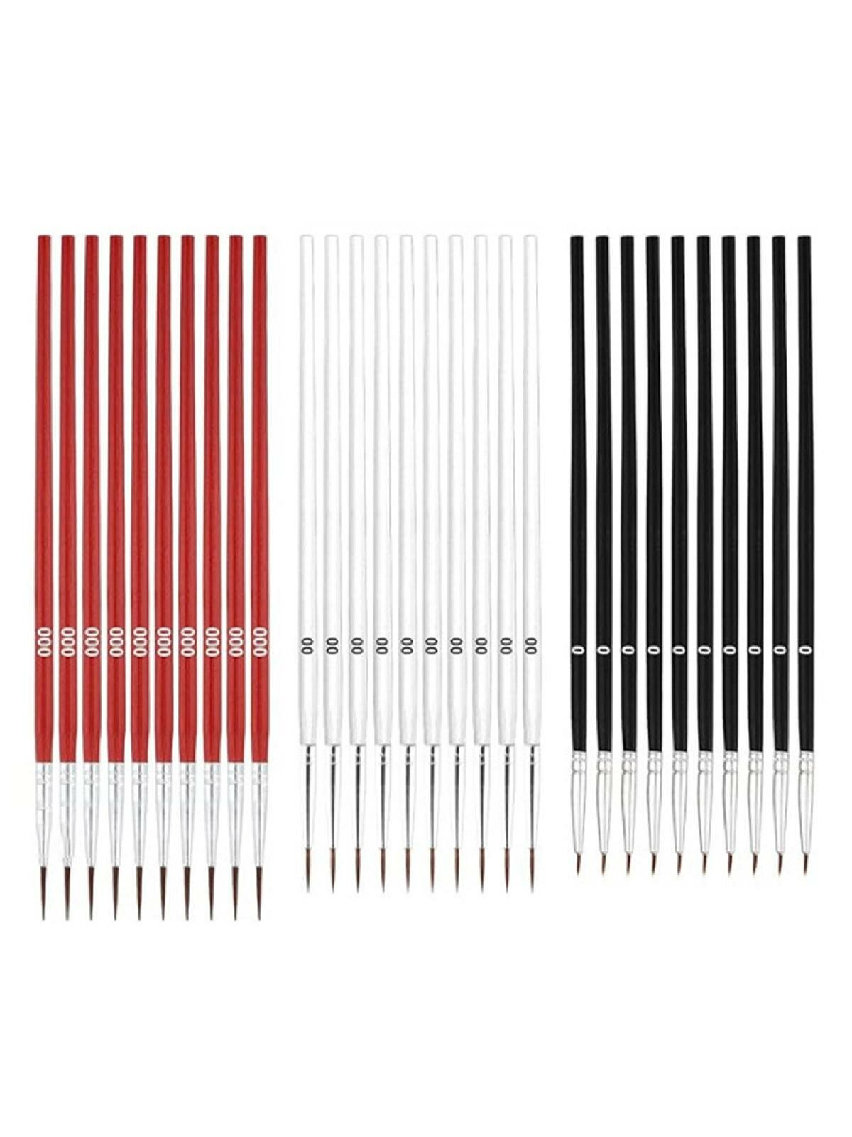 30 шт./компл. Маленькая кисть с подводкой, тонкие малярные кисти 3 размера # 0 #00 #000