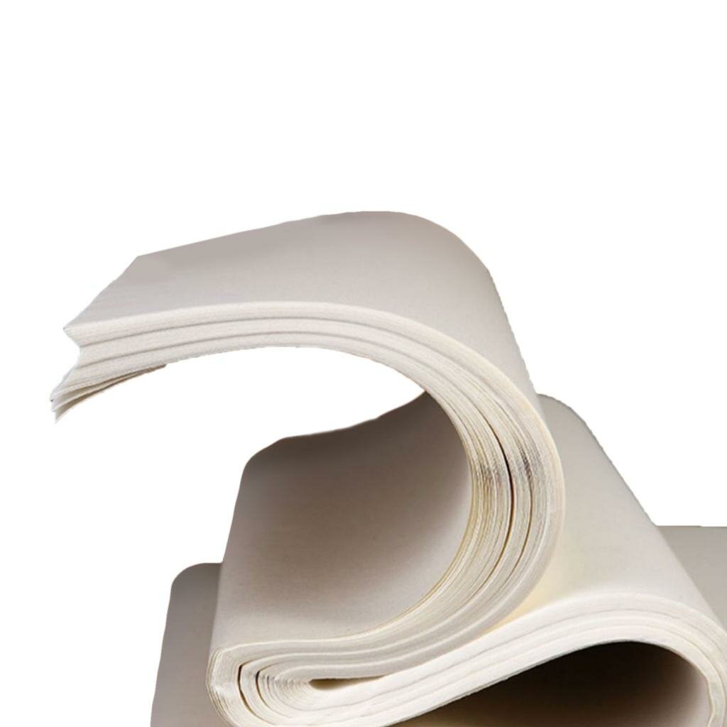 100 листов Рисовой бумаги тонкой текстуры Бумага Сюань Китайские чернила Бумага для рисования 35x34 см