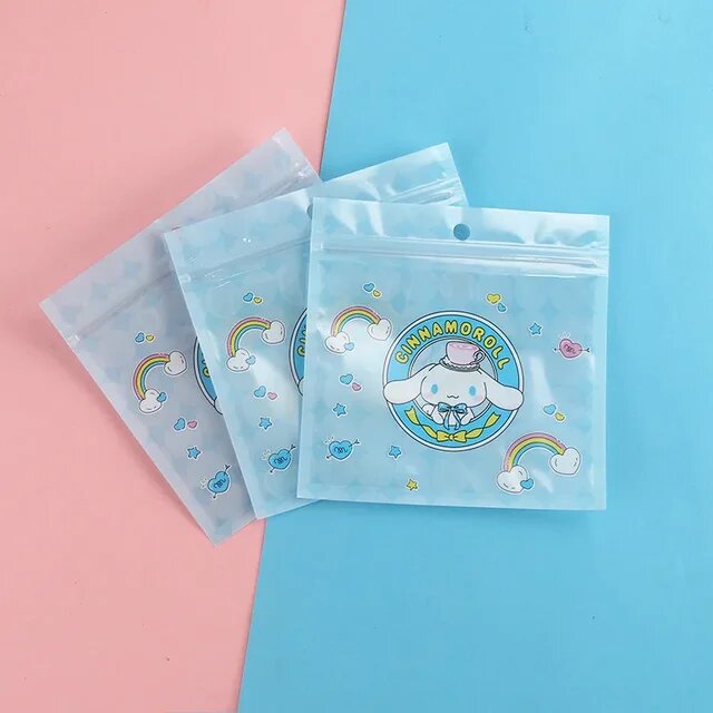 Набор из 10/30/50 милых многоразовых пакетов с мультяшными персонажами Sanrio, Hello Kitty, My Melody, Kuromi для конфет, закусок и хранения.