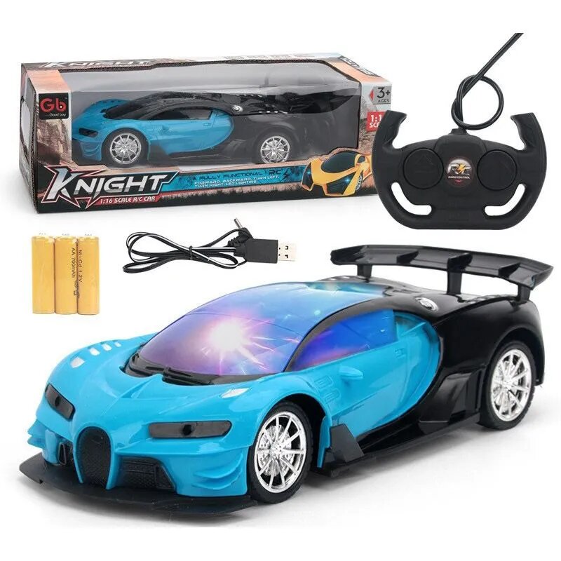 KNIGHT Дрифт Кар Машинка На Пульте Управления 1:16 Голубой Световые эффекты