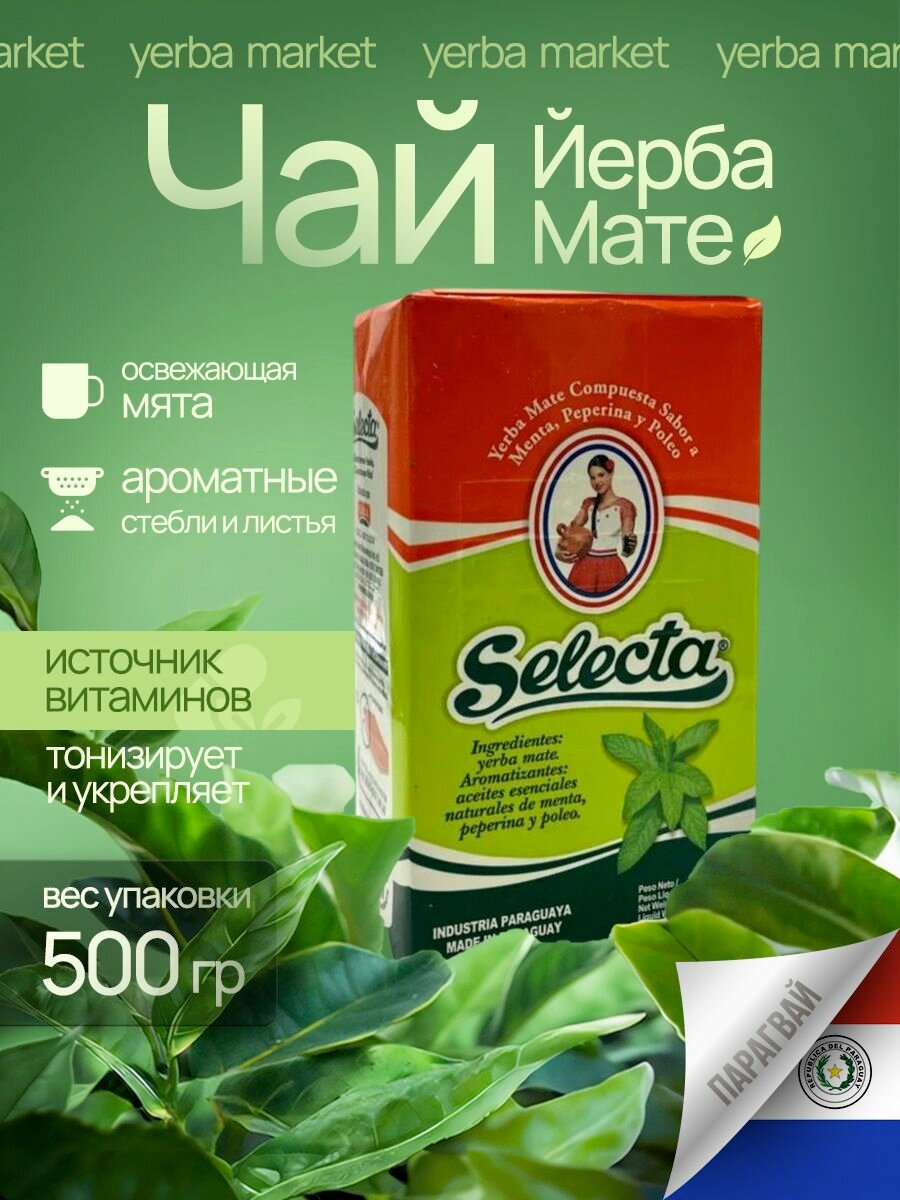Йерба мате Selecta Menta с мятой, 500 гр.