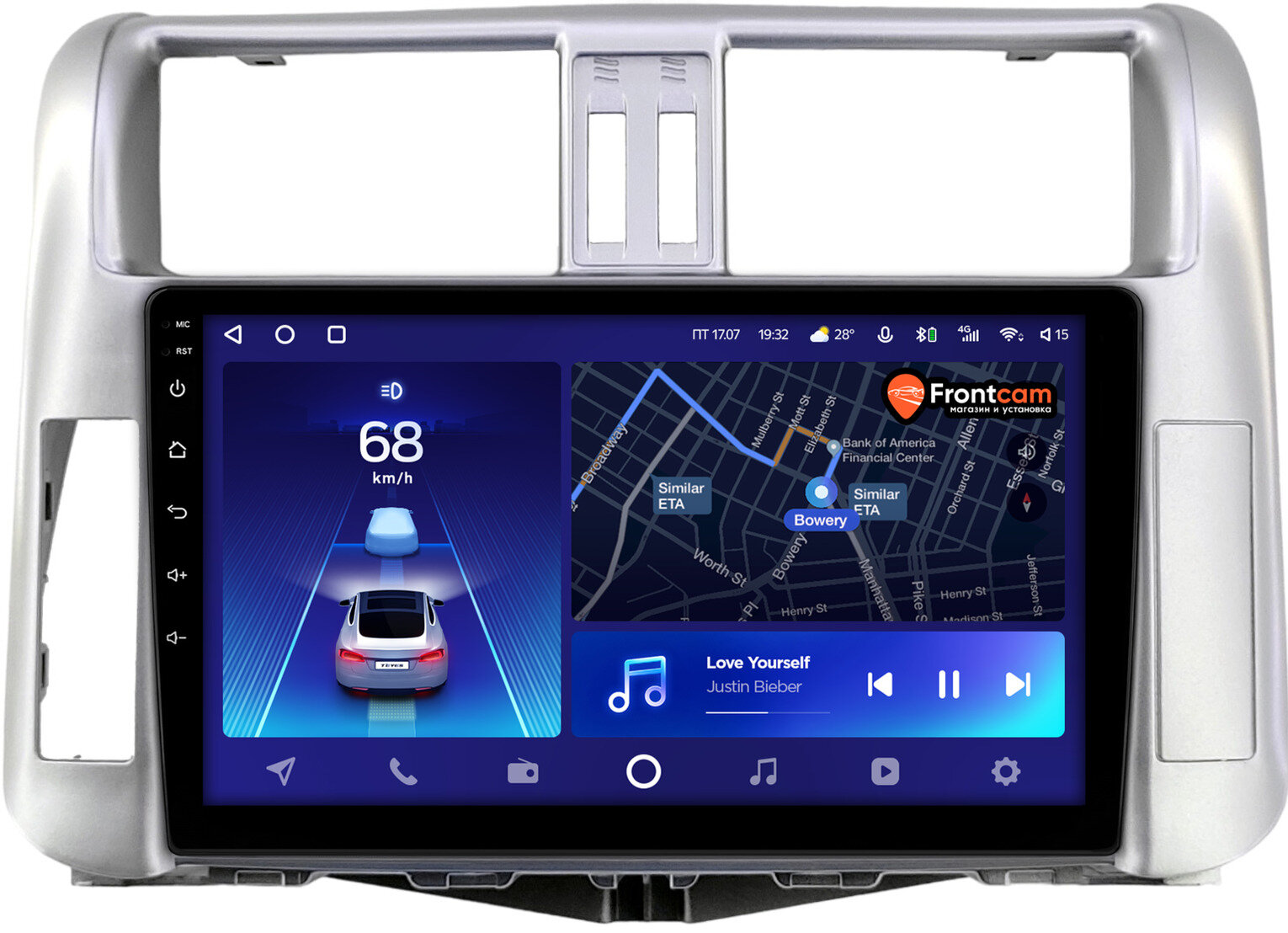 Штатная магнитола Teyes CC2 PLUS 6/128 9" RM-9004 Toyota Land Cruiser Prado 150 2009-2013 (серебристая, авто без усилителя) Android 10 (4G-SIM, DSP, Q