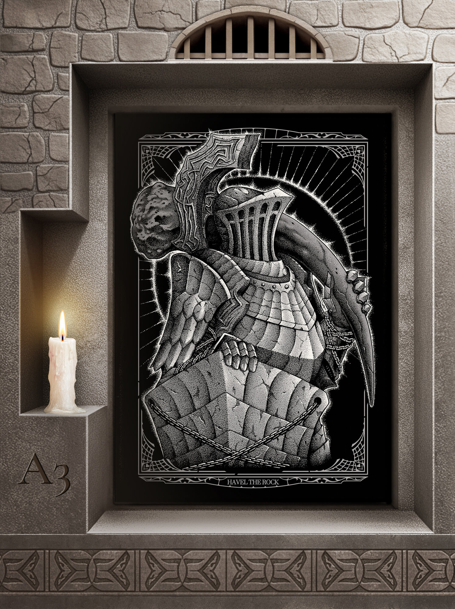Постер Dark Souls - Плакат Дарк Соулс - "Хавел Скала" - Формат А3