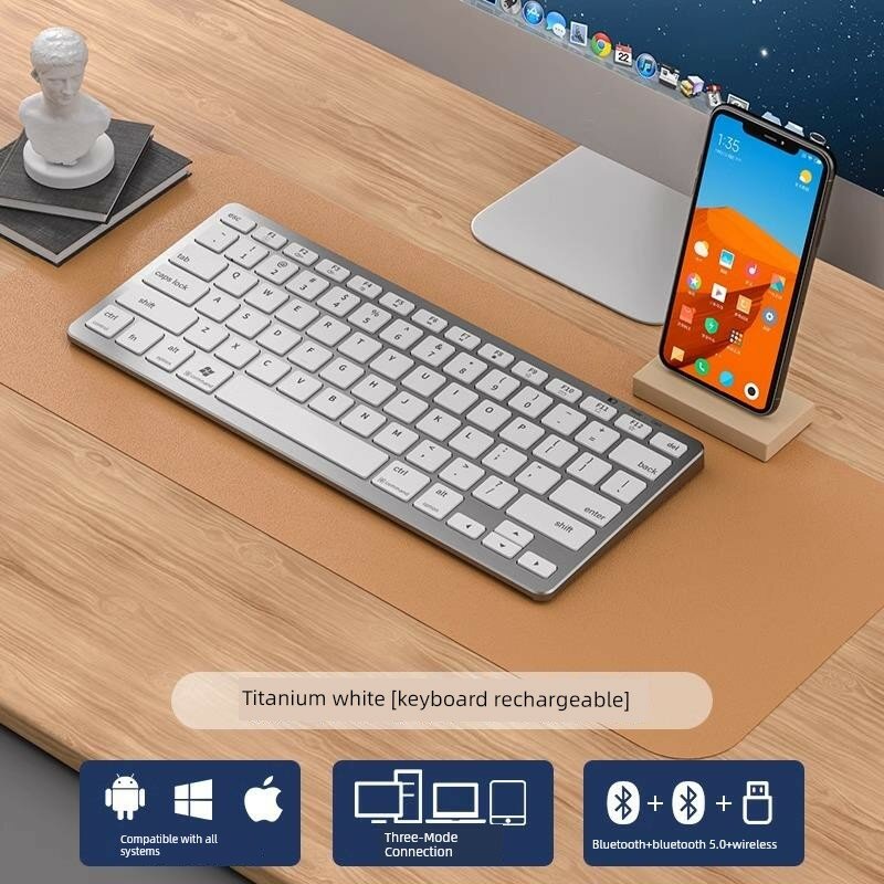 Немецкий беспроводной трехрежимный комплект клавиатуры и мыши Bluetooth, модель с бесшумной зарядкой, для ноутбука,