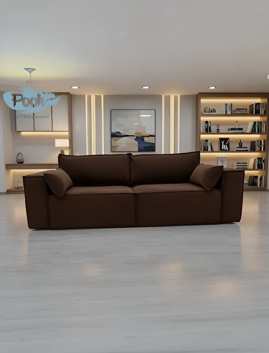 Pooh Диван-кровать прямой Лофт (Норд) Velour Chocolate НПБ, еврокнижка