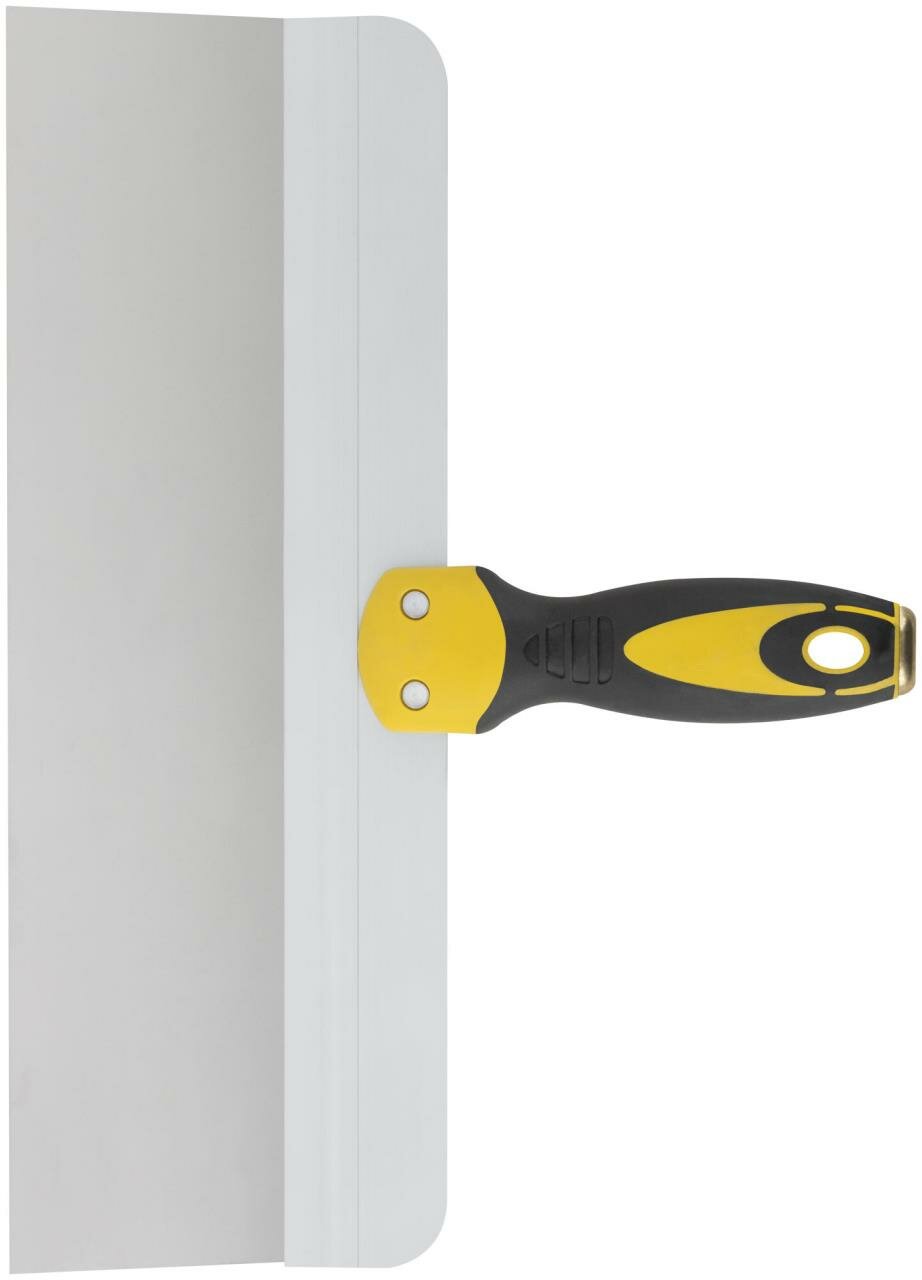 Шпатель фасадный нержавеющий Профи, прорезиненная ручка с метал. бойком 350 мм