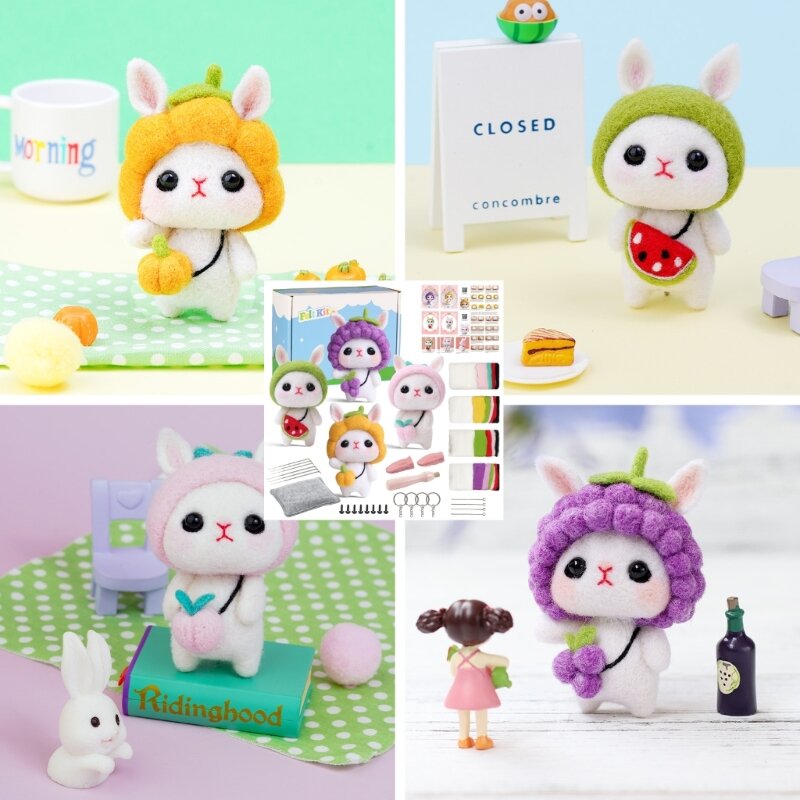 Кукла-кролик кулон ручной работы DIY шерстяной войлок poke музыкальный материал посылка