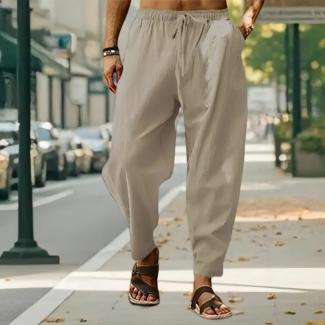 Мужские хлопковые льняные брюки XXL, Image color4