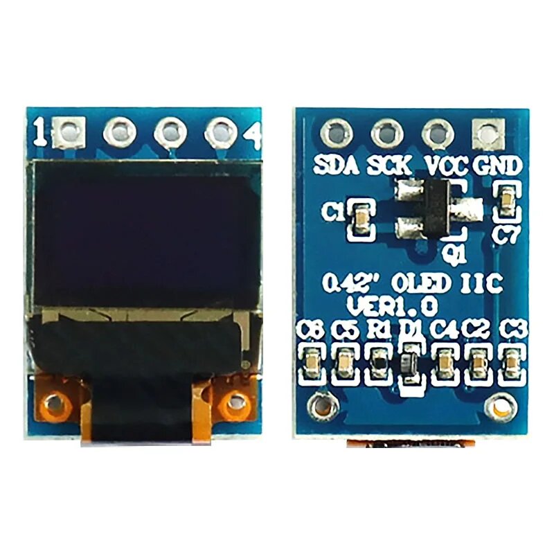 OLED-дисплей SSD1306 белый 0,42 дюйма для Arduino 4-pin Solder Pin