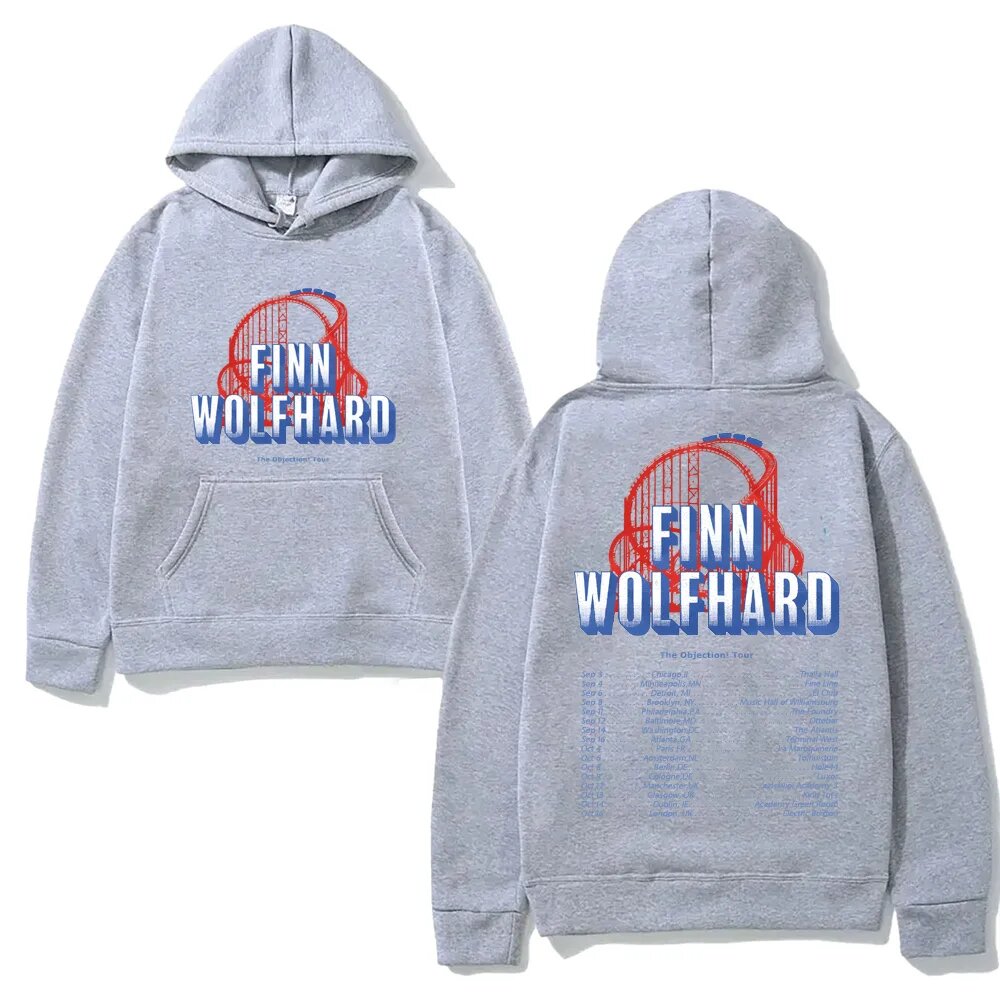 Серый флисовый худи Finn Wolfhard BAND с капюшоном, размер M