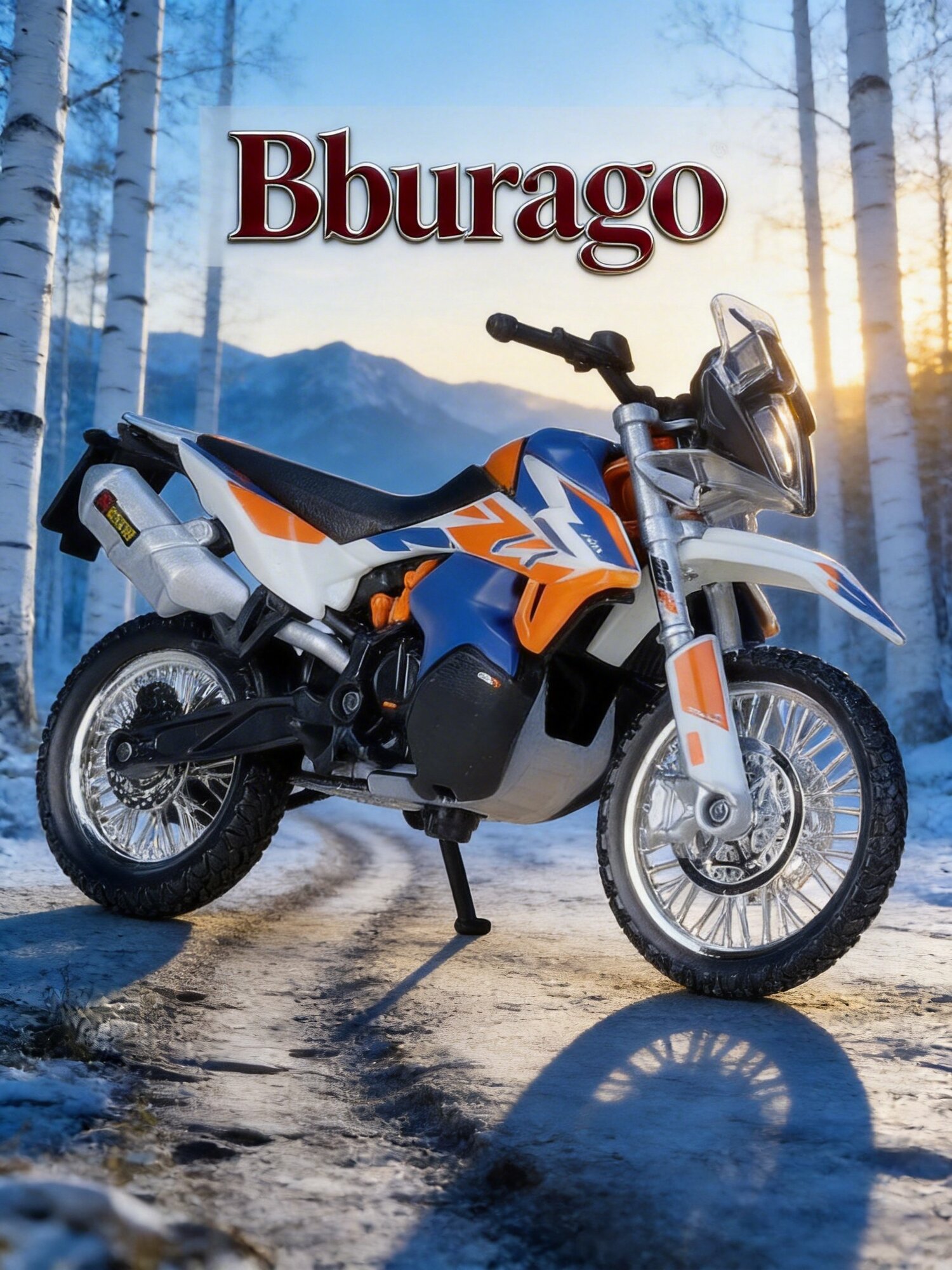 Bburago KTM 790 Adventure R Rally модель мотоцикла 1:18, пластиковый кузов со сплавными баками и резиновыми шинами для коллекции и подарка