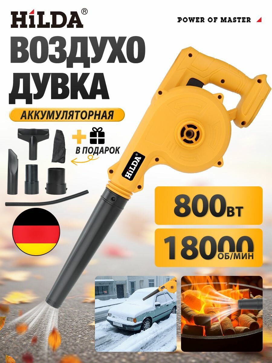 Воздуходувка садовая аккумуляторная, снегоуборочная машина, ветродуйка - пылесос садовый для уборки листьев, электорвеник