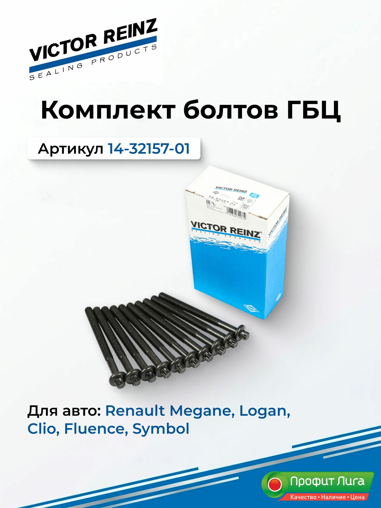 Комплект болтов ГБЦ Рено 99- 1.41.6 16V K4M 14-32157-01