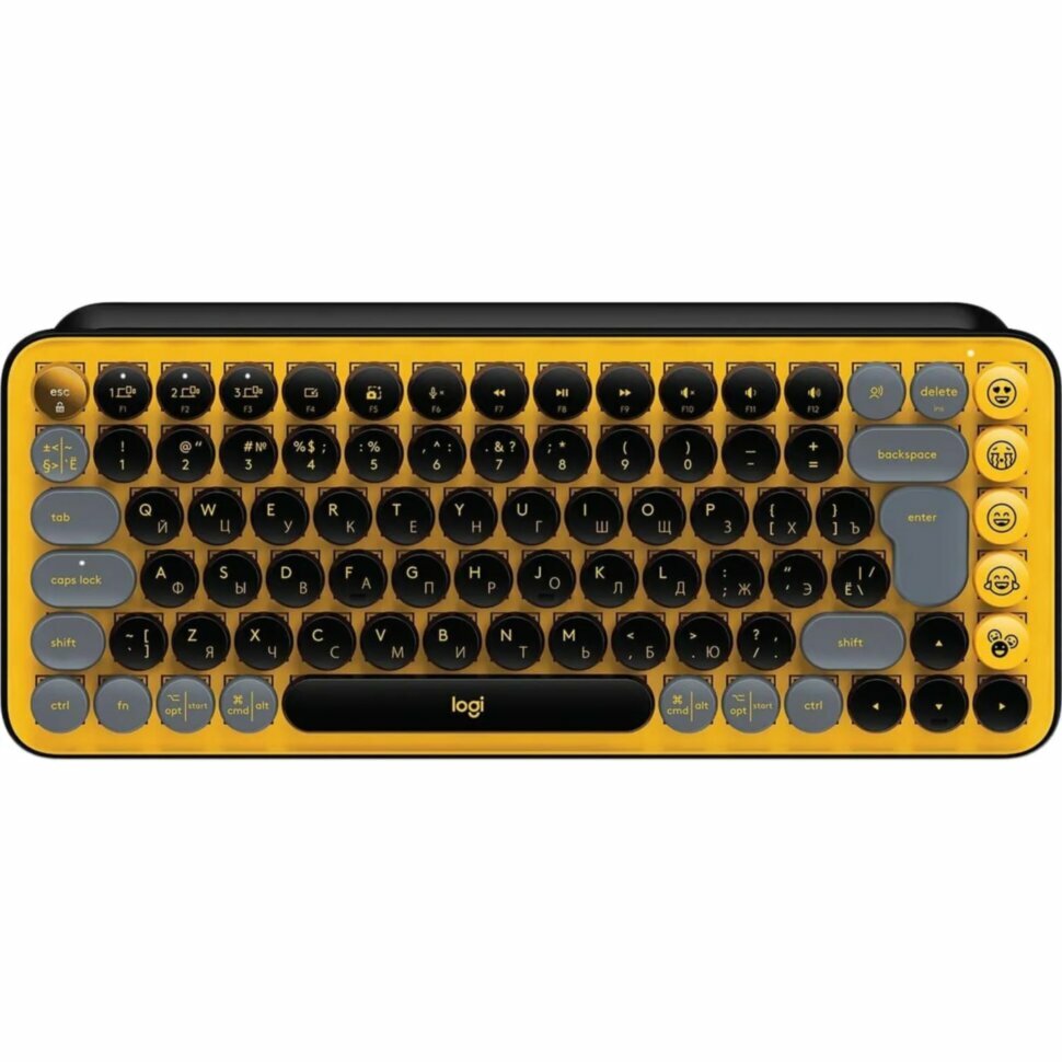 Клавиатура Logitech POP Keys, USB, беспроводная, желт/чер (920-010716), 1542279