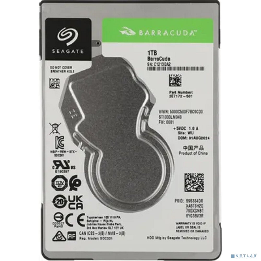 1TB Seagate Barracuda (ST1000LM048) {SATA 6.0Gb/s, 5400 rpm, 128mb buffer}