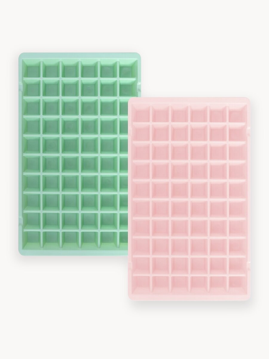 Форма для льда "Кубики", пластик, 60 ячеек, цвета в ассортименте