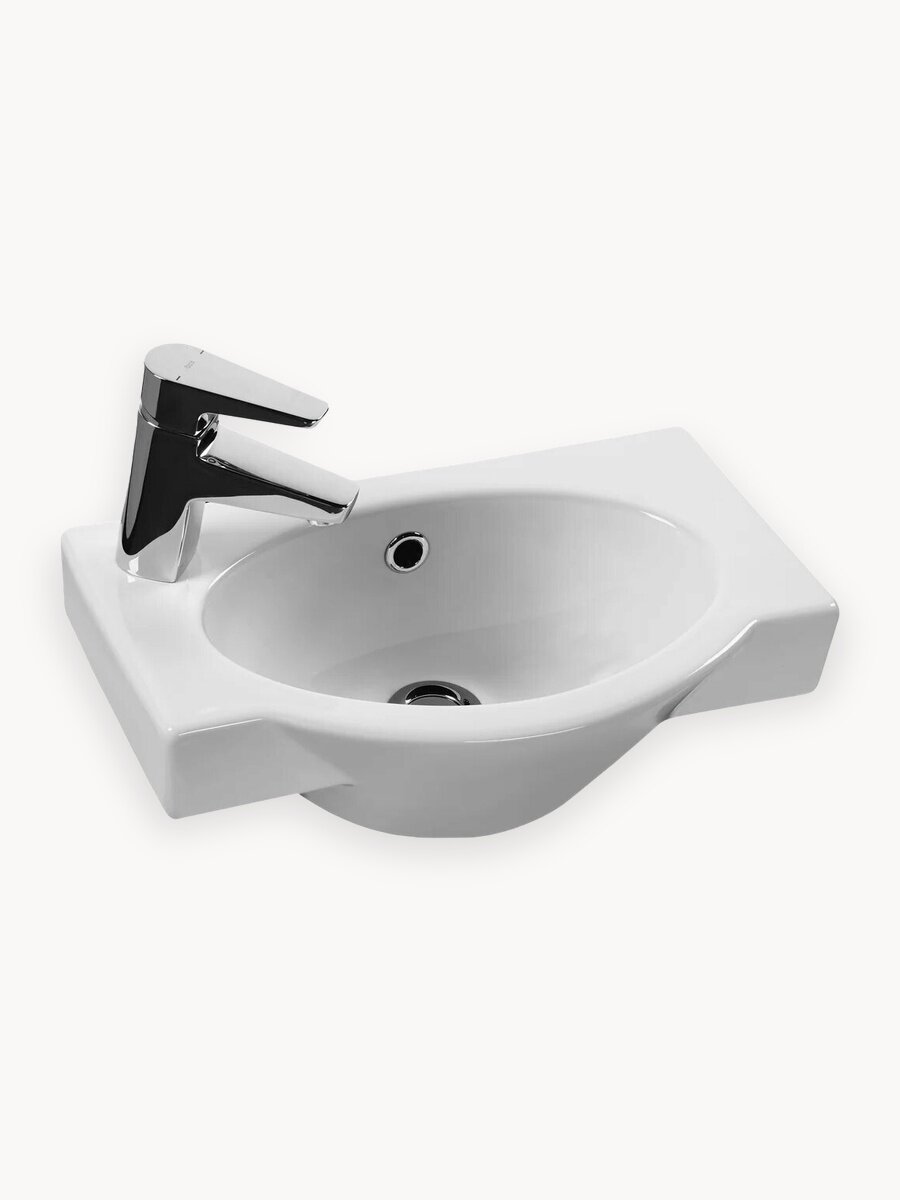 Раковина маленькая в туалет Santek Форум 1. WH11.0.542 46 L мини, подвесная, прямоугольная, белая, фарфоровая, 45, 5 см