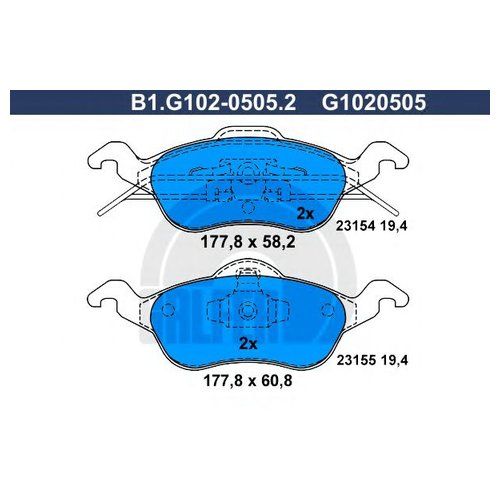 Комплект передних тормозных колодок Galfer B1. G102-0505.2 для Ford Focus (1998-2007)