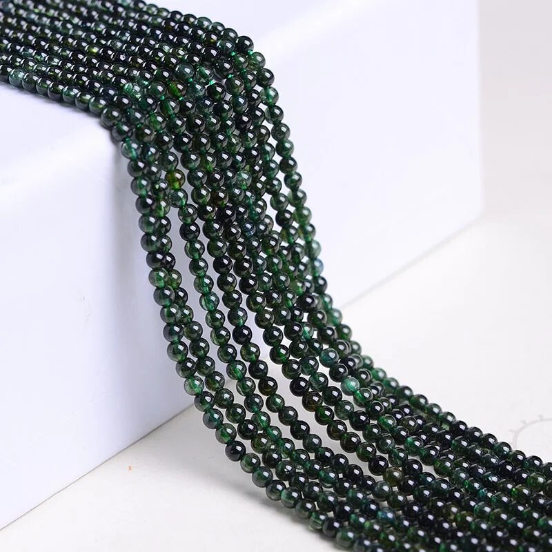 4A Натуральный Зеленый Турмалин Свободные Бусины Ручной Работы Каменный Кристалл DIY