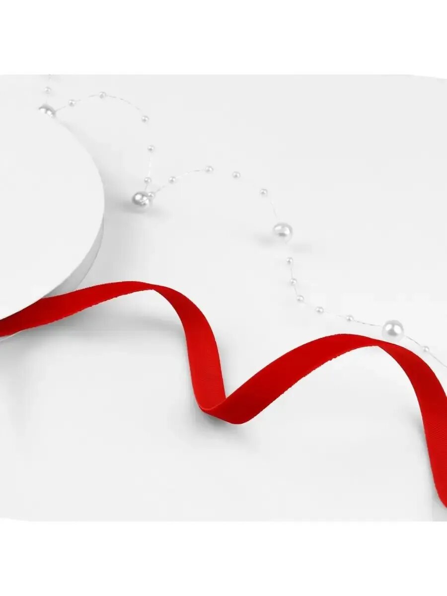 Лента бархатная цвет красный