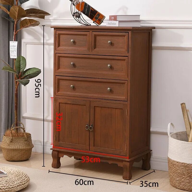 Комод, цельный спил дерева, темно-коричневый, 60 см x 35 см x 95 см