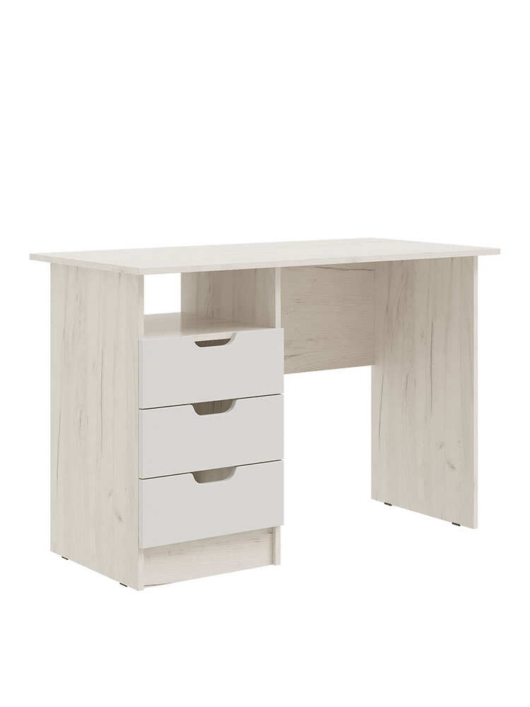 ARNIKA Стол компьютерный с ящиками Юниор-4, 110х55х74.6 см, шарли белый, дуб крафт белый