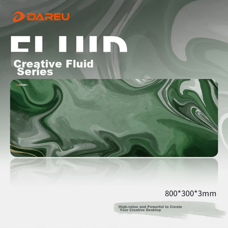 Dareu Fluid Series FS-803 Green Gaming Mouse Pad, Thin Waterproof Surface, Large Size, Thickened with Locked Edges, Office Keyboard Computer Desk Pad, 800*300*3mm