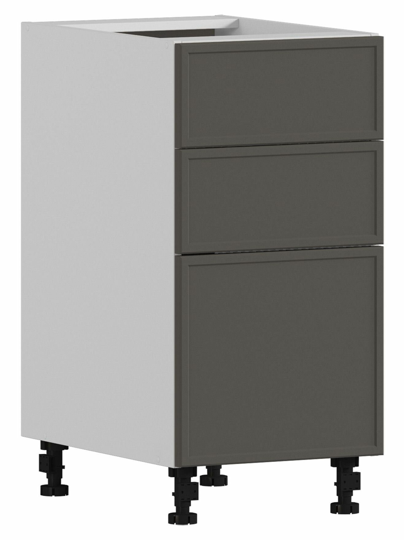 Кухонный модуль напольная тумба столплит Регина РСЯ-40 с ящиками, Белый/МДФ Квадро Базальт, 40х56х82 см