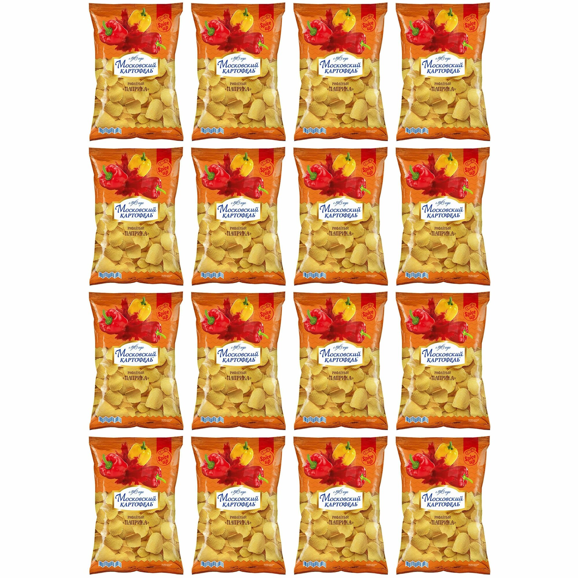 Московский картофель Чипсы рифленые Паприка, 120 г, 16 шт