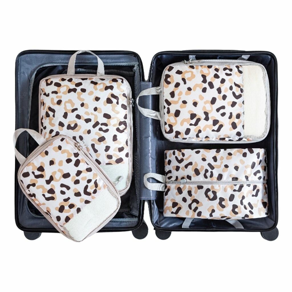 Компрессионная сумка для хранения с леопардовым рисунком из 4 частей принтом