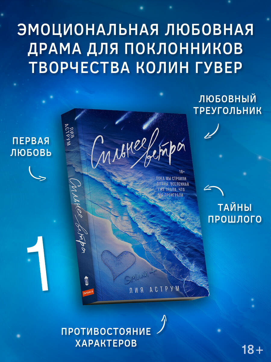 Книга Лии Аструм "Сильнее ветра" от АСТ, любовный роман, мягкий переплет, 2025 год