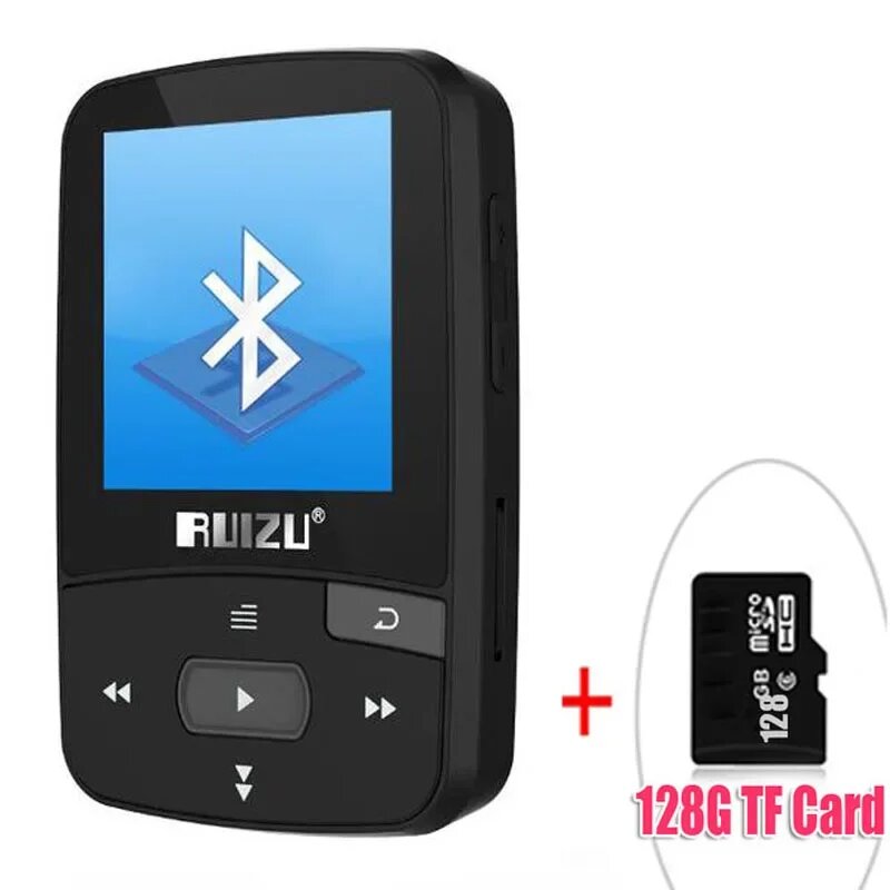 RUIZU X50 X52 Bluetooth MP3-плеер 8 ГБ BlackWith128GBTFcard