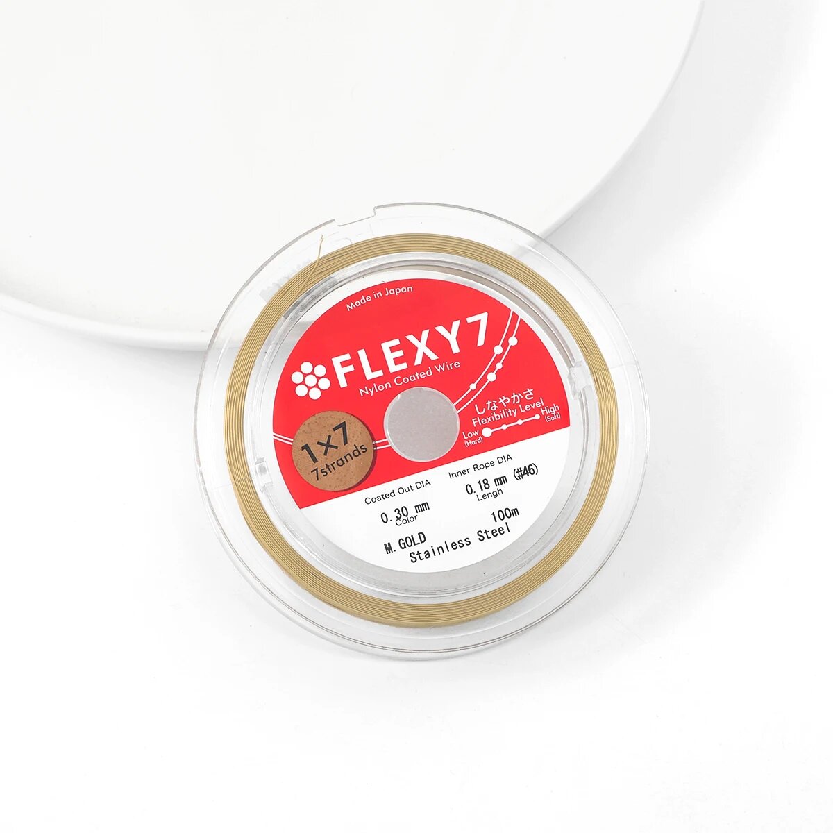 Золотая гибкая стальная проволока Hua Ming Ce FLEXY7 7 нитей 1 метр Gold, 0.4mm