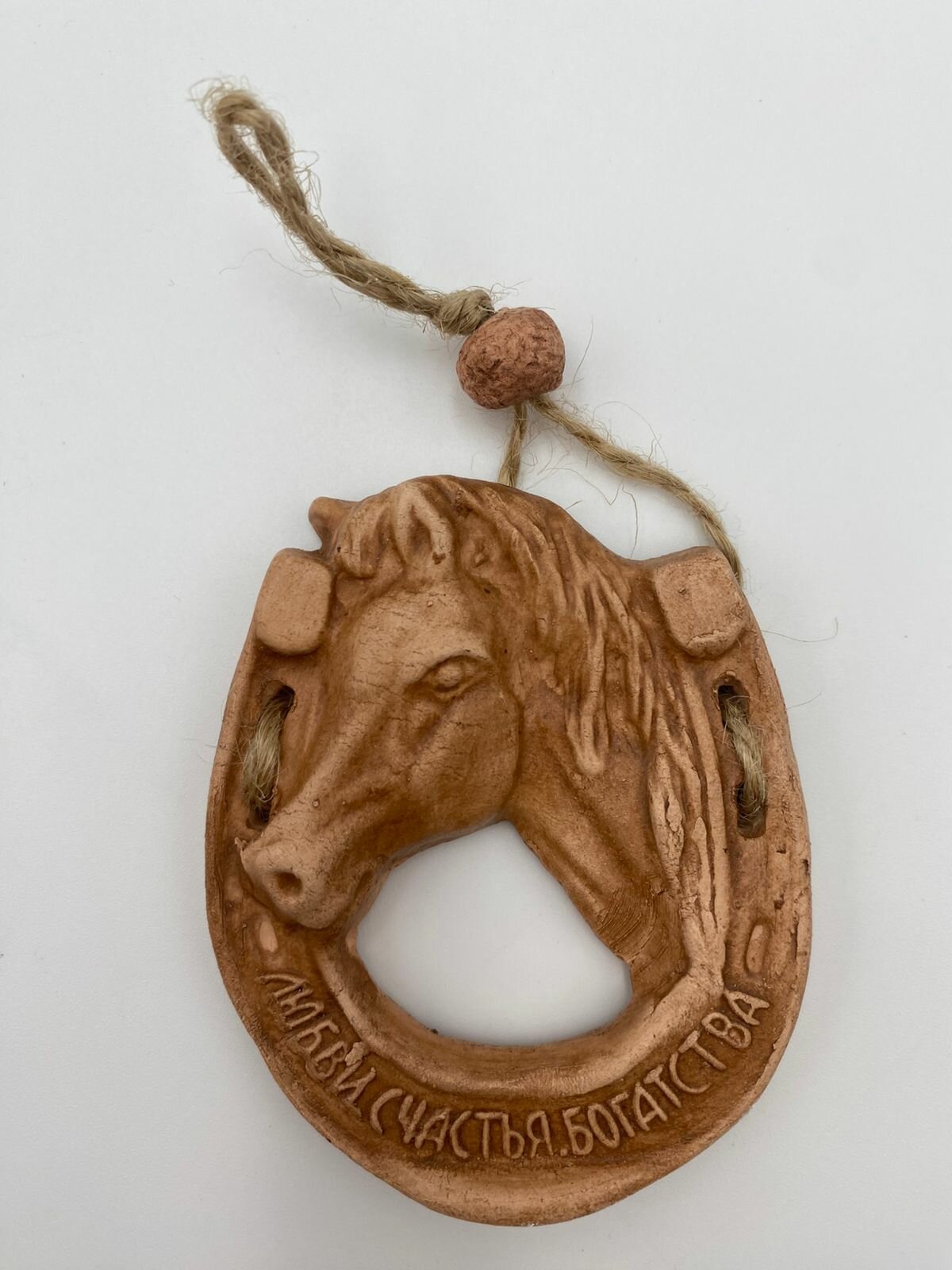 Талисман "Подкова Лошадь", коричневый/бежевый, для любви, счастья и богатства