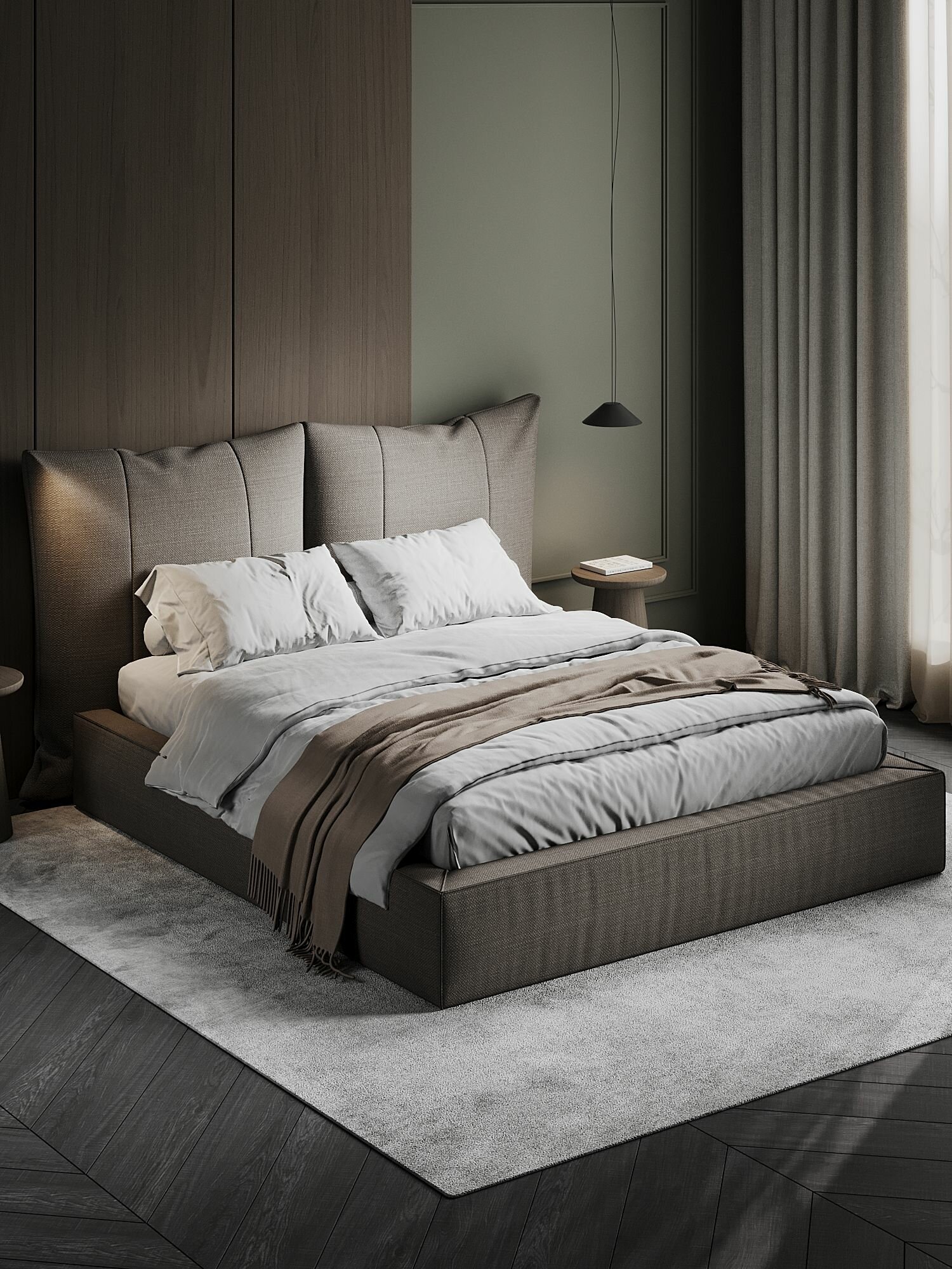 Кровать Альтхоум Lounge 14 c подъемным механизмом Матрац 200х200 см/Каркас кровати 250х220 см коричневый, рогожка