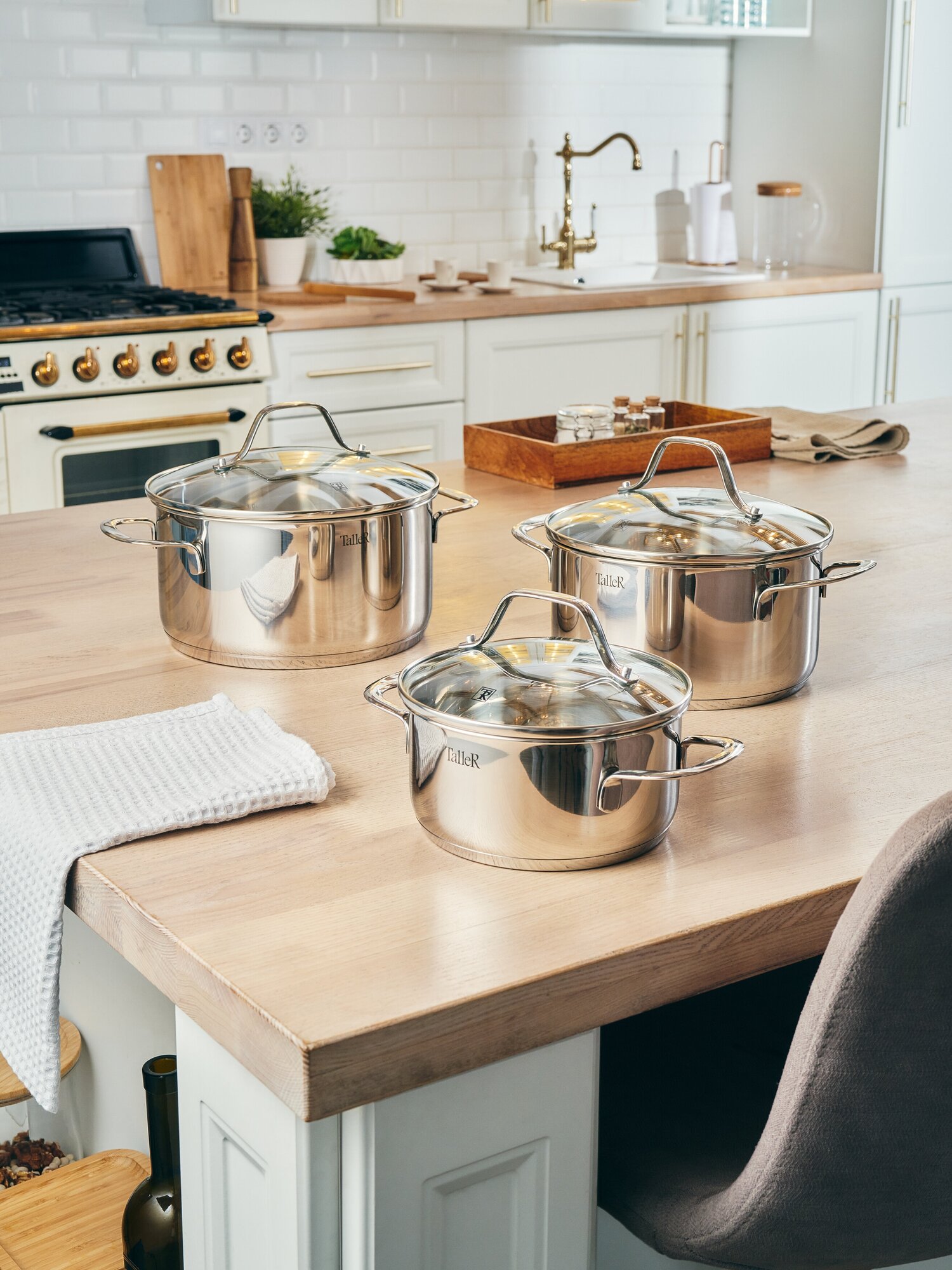 Набор посуды TalleR "Брилон" TR-11060, нержавеющая сталь, 6 предметов, серебристый