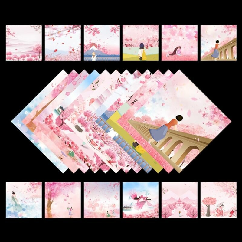 1 комплект из 250 листов двусторонней цветной бумаги ручной работы-Sakura girl