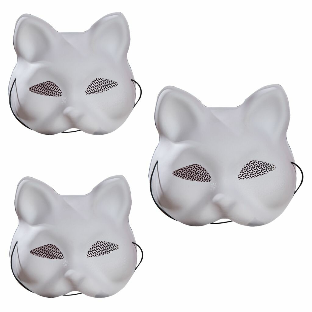 (3 шт) Матово-белая маска для кошачьей морды white embryo mask с сетчатой марлей-3 маски